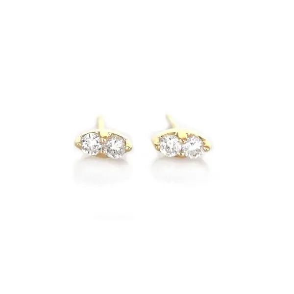 LA KAISER Solid Diamond Pavilion Studs - Gold