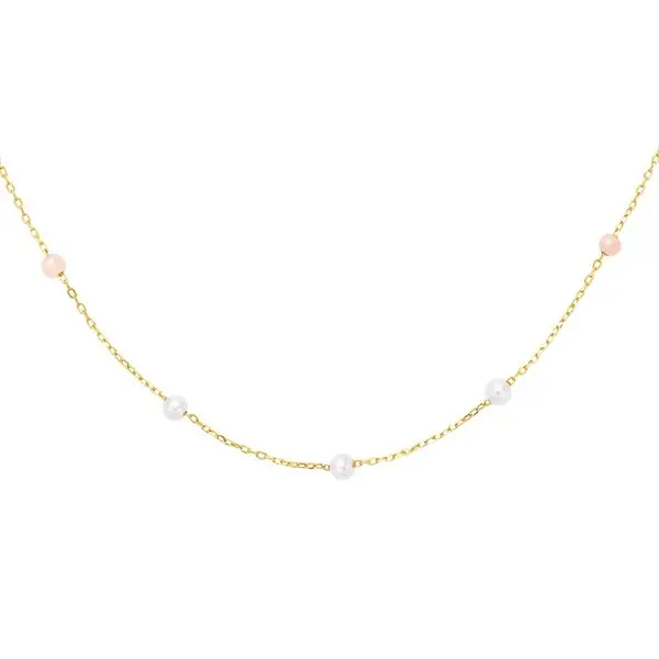 LA KAISER Solid Pink Ombre Pearl Necklace - Gold