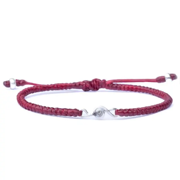 HARBOUR UK Treble Clef Bracelet Handmade Rope & Sterling Silver Melody - Red