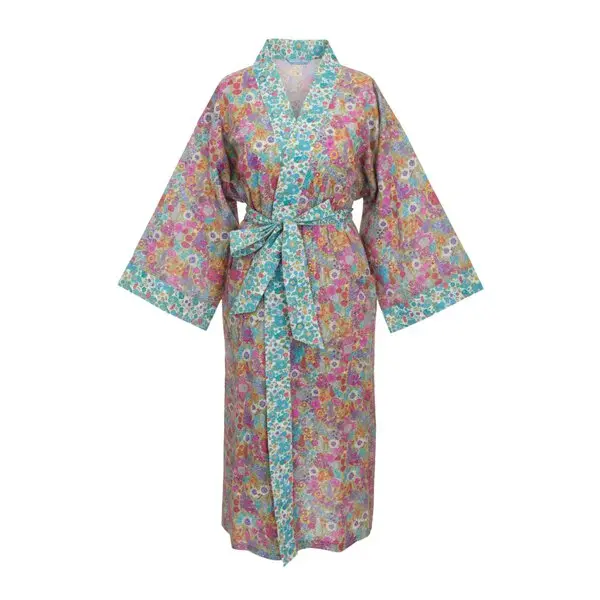 LIME TREE DESIGN Long Kimono Robe Lime Ciara Made With Liberty Fabric - Pink
