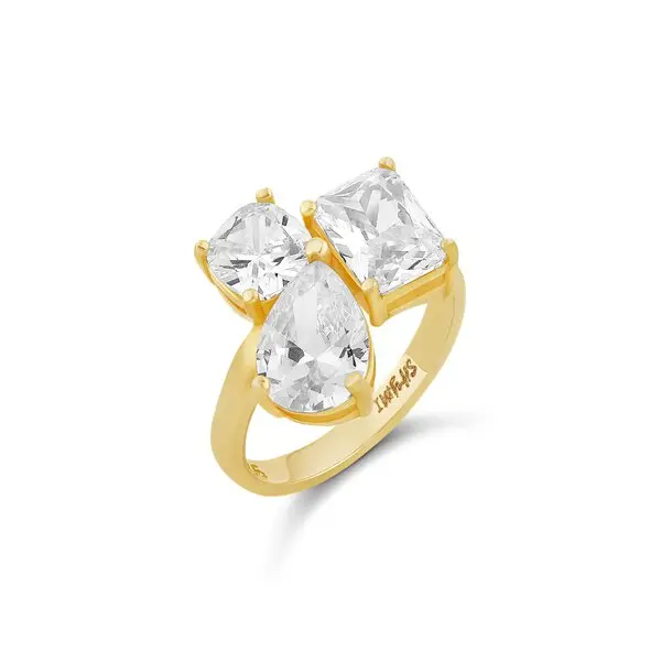 SHYMI Three Stone Cocktail Ring - Gold