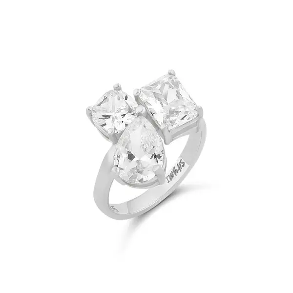 SHYMI Three Stone Cocktail Ring - Silver