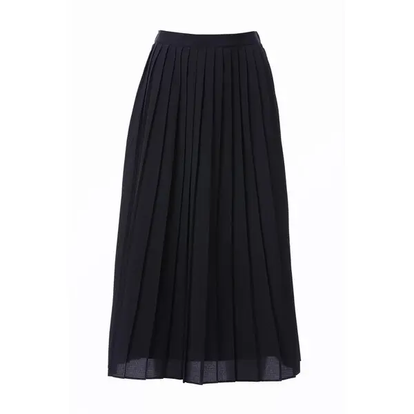 CARLOSLINES Pleated Midi Skirt In Solid - Black