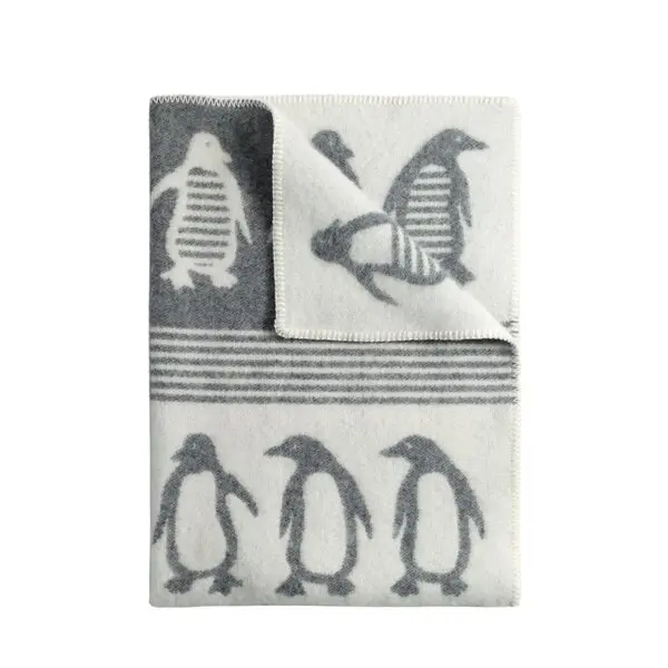 J.J.Textile Penguin Small Wool Blanket - Grey