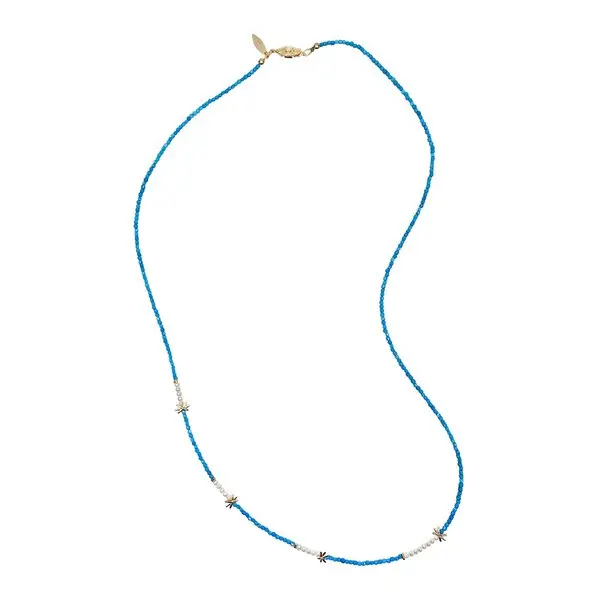 FARRA Natural Turquoise Minimalist Long Necklace - Blue