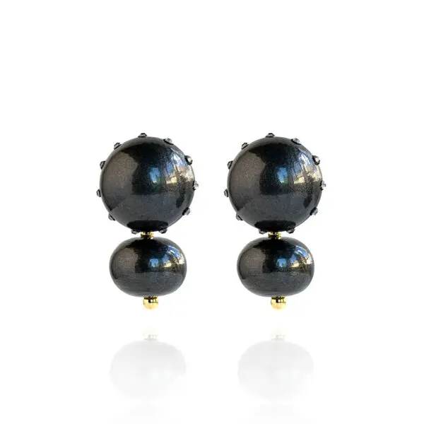 SAULE LABEL Livia Earrings In Coral - Black