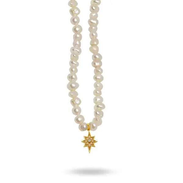 LINYA JEWELLERY North Star Pearl Necklace - Gold