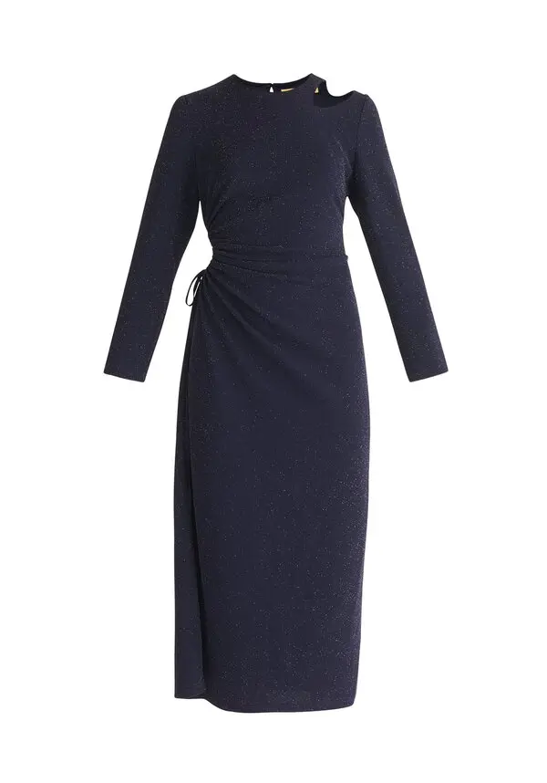 PAISIE Sparkly Cut Out Dress In Navy - Blue
