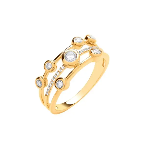AUGUSTINE JEWELS Delicate Triple-tiered Round Shaped Diamond Ring Bezel Set - Gold