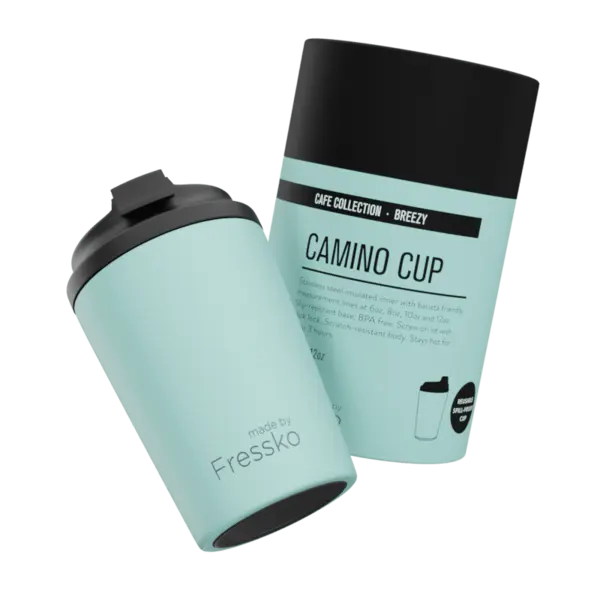 Fressko Camino 12oz / 340ml Reusable Coffee Cup, Stainless Steel Breezy - Blue