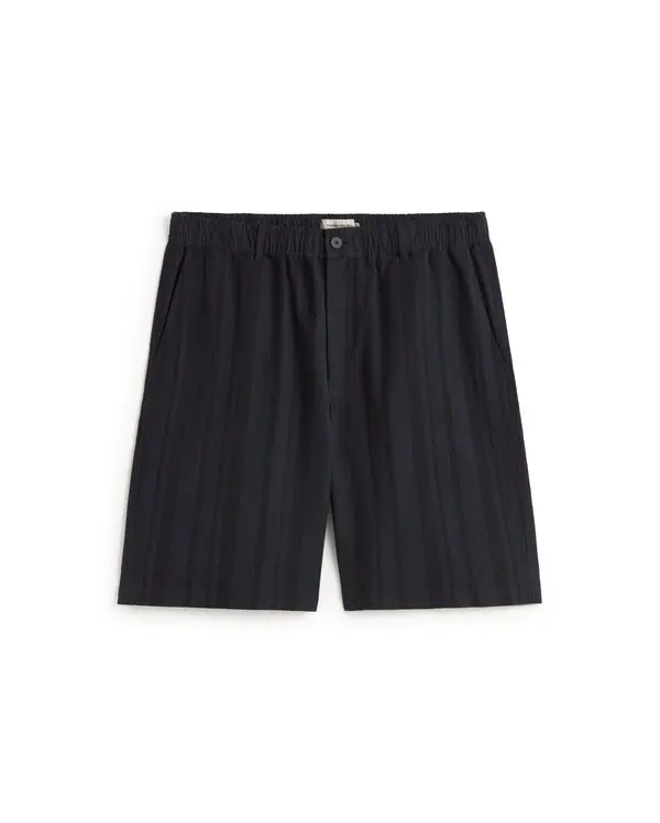 THINKING MU Gasper Navy Striped Bermuda Shorts - Blue