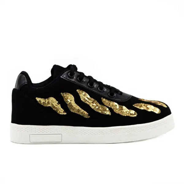 RETTROSE Maisy Luxury Satin Handmade Embellished Tennis Shoe - Black