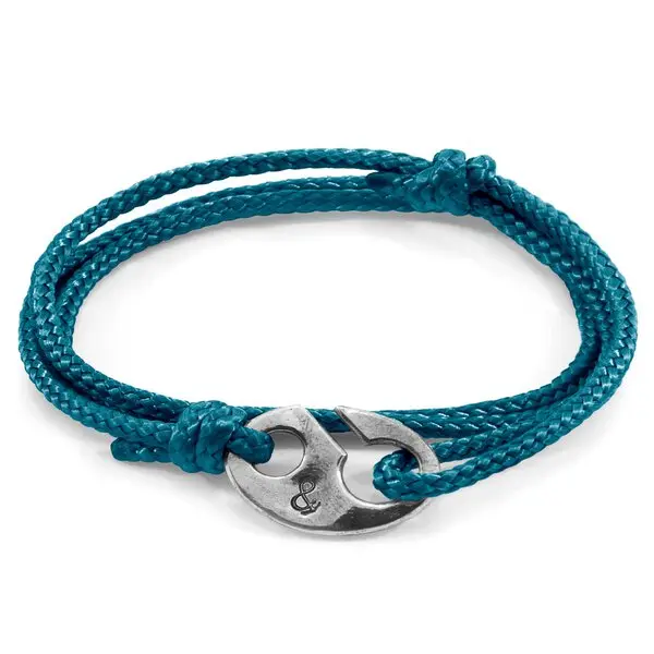 ANCHOR & CREW Ocean Windsor Silver & Rope Bracelet - Blue