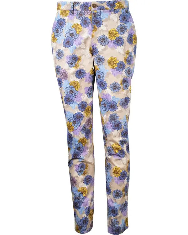 LORDS OF HARLECH Jack Snap Floral Pant Pumice - Brown