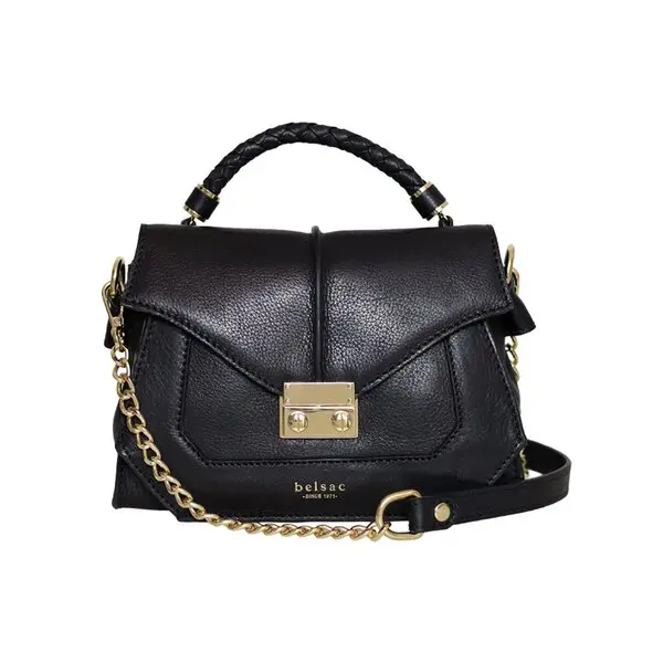 BELSAC Flore, Leather Shoulder Bag - Black