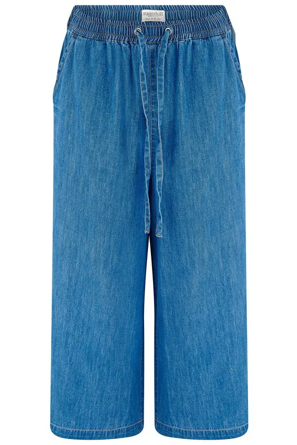 SUGARHILL BRIGHTON Annemarie Cropped Trousers, Mid Denim - Blue