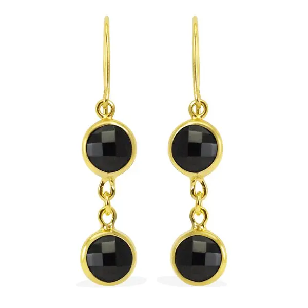VINTOUCH ITALY Black / Gold Brio Onyx Earrings - Black/gold
