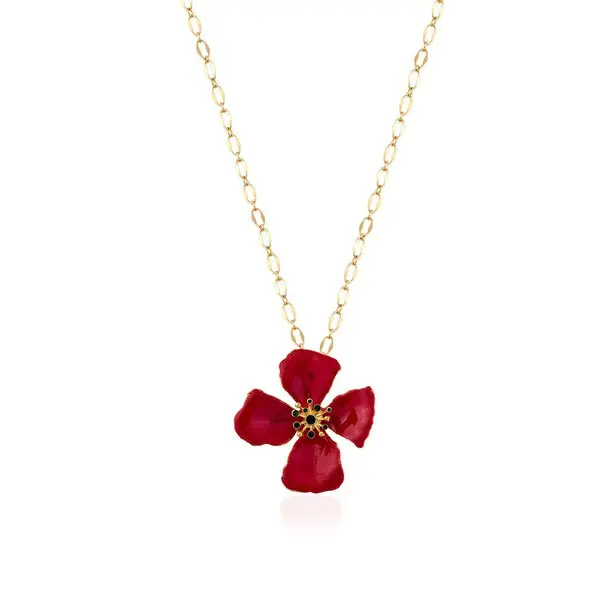 MILOU JEWELRY Hibiscus Flower Necklace - Red