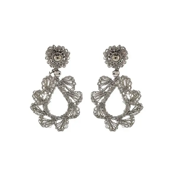 LAVISH BY TRICIA MILANEZE All Audrey Dangle Handmade Crochet Earrings - Silver
