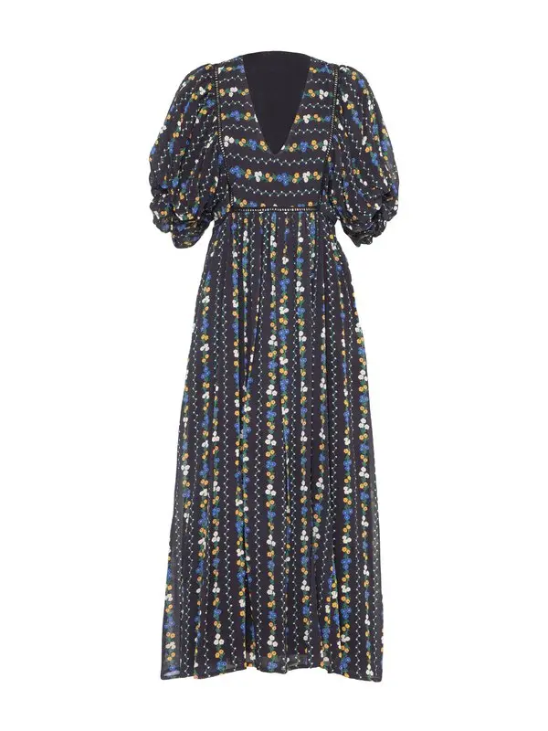 ROSE & NANCY Kiri Floral Printed Maxi Dress - Black
