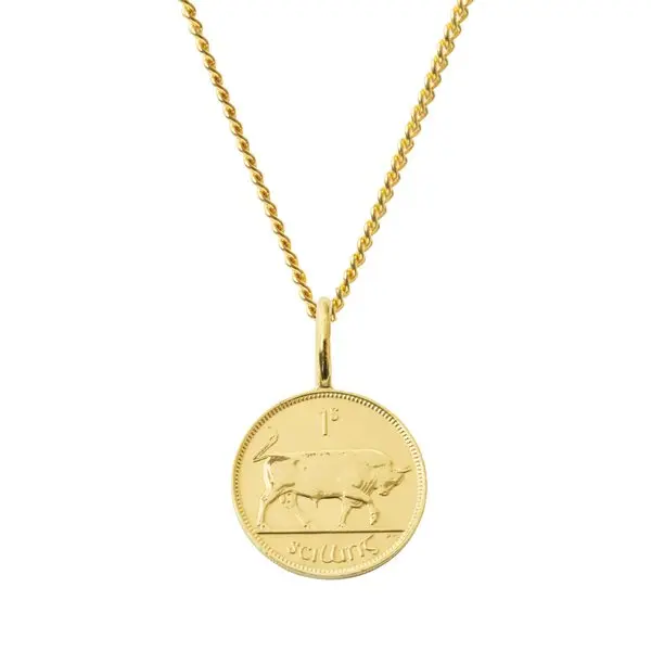 KATIE MULLALLY Irish Shilling Coin Necklace In Yellow Plate - Gold