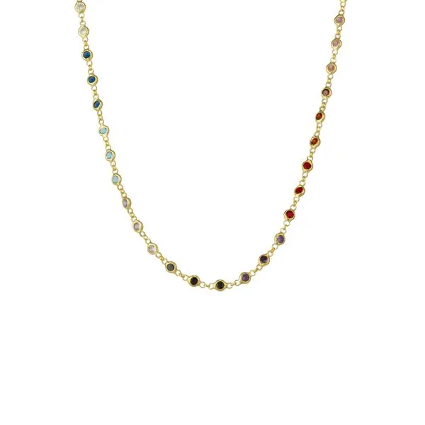 SPERO LONDON Colourful Rainbow Jewelled Sterling Silver Chain Necklace - Gold
