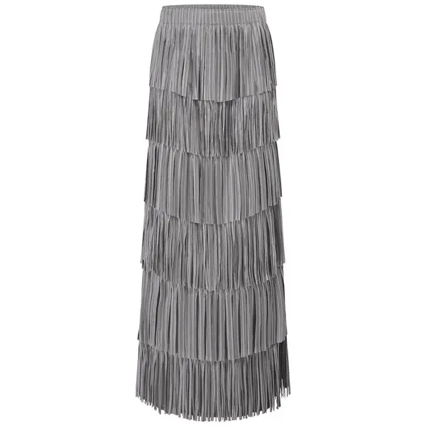 SMART AND JOY Tiered Frill Mesh Skirt - Silver