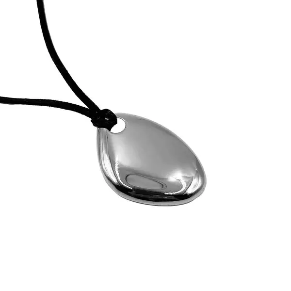 OUTOFOFFICE Silver / Black Bold Sculptural Silver Cord Necklace - Silver/black