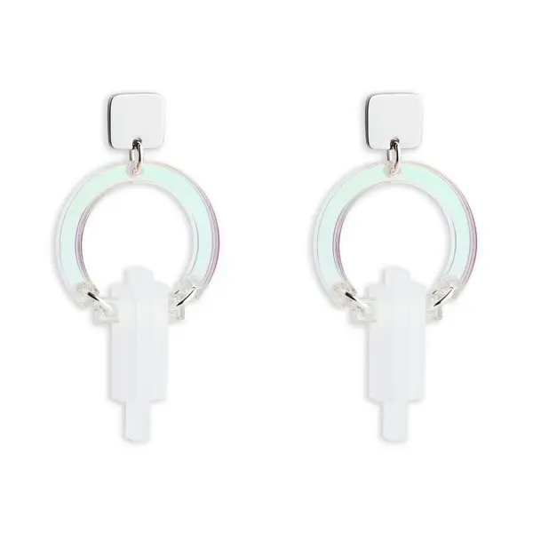TOOLALLY Silver / White Petite Art Deco Chandeliers Iridescent And White Frost - Silver/white