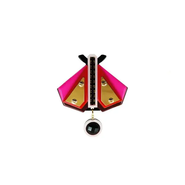 GISSA BICALHO Acrylic Handmade Brooch Papaloti - Pink