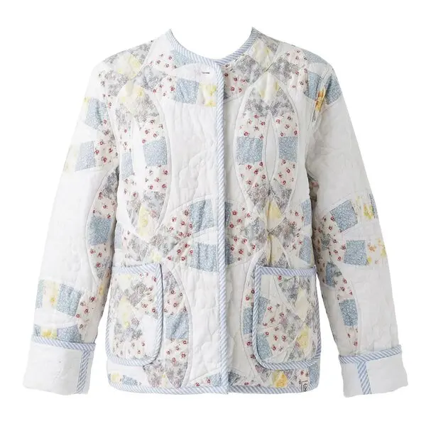 THE WELL WORN Chloe Jacket – Reworked Patchwork Quilt - Blue