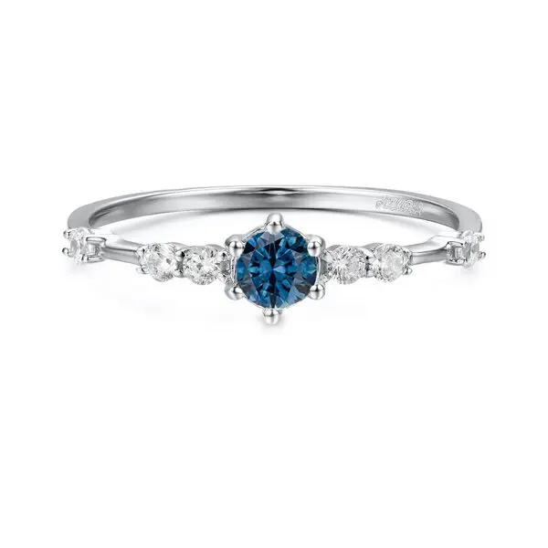 AZURA JEWELRY NEW YORK The Center Of The Universe Blue Topaz Ring White Gold Vermeil - Silver