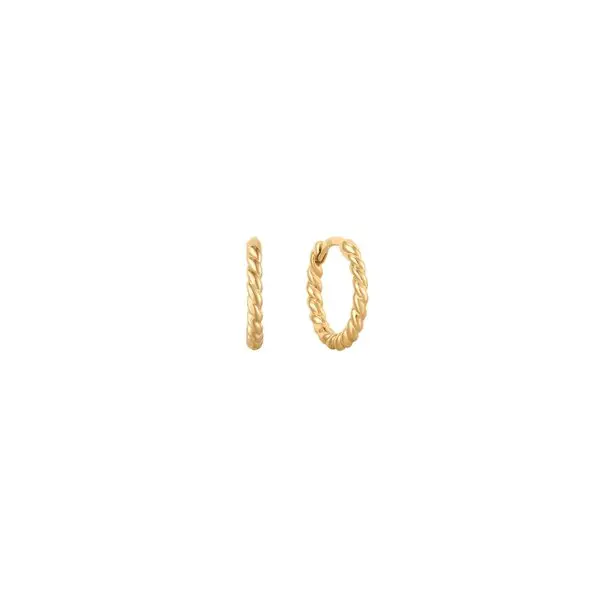 VANCHI 14k Recycled Solid Yellow Rope Huggie Earrings - Gold