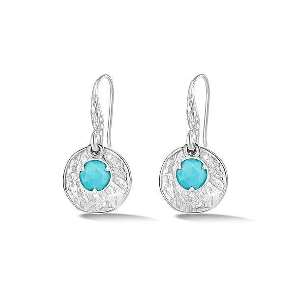 DOWER & HALL Hammered Disc & Turquoise Array Earrings - Silver