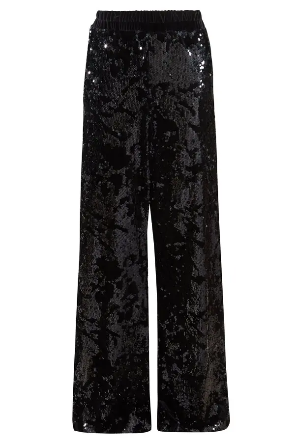 SARVIN Sequin Velvet Flared Trousers