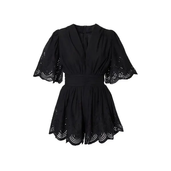 AGGI BY HALEWSKI Moly Mini Jumpsuit With Embroidery - Black