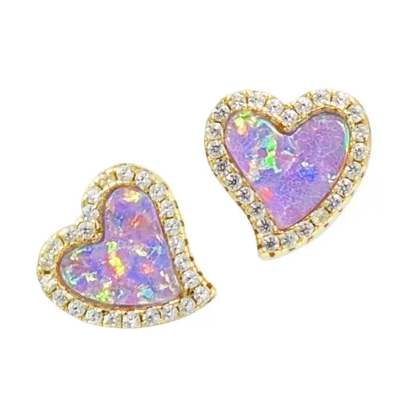 KAMARIA Amore Heart Stud Earrings Opal - Purple