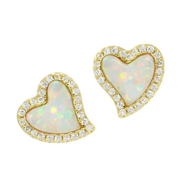KAMARIA Amore Heart Stud Earrings Opal - White