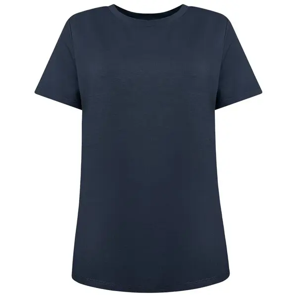 PERLAVERA Tita Solid Cotton Spandex Short Sleeve Length Crew Neck T-shirts - Black