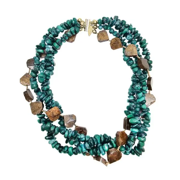 FARRA Bamboo Coral With Tiger-eye Stone Multi-layers Necklace