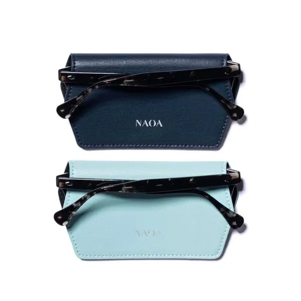 NAOA Two Pack Apple-leather Slim Glasses Case Navy Turquoise - Blue