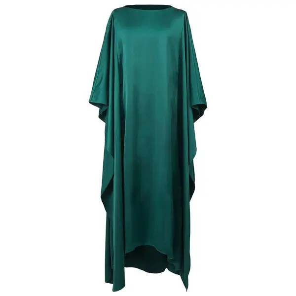 SMART AND JOY Long Kaftan Satin Dress - Green
