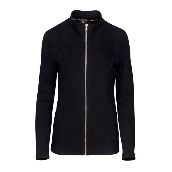 OH!ZUZA NIGHT&DAY Ribbed Zip-up Cotton Sweatshirt - Black