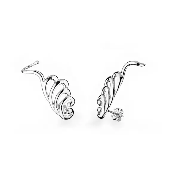 GOLD & HONEY Angle Wings Ear Climbers - Silver