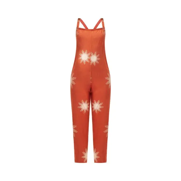 KNOWN SUPPLY Organic Cotton Adjustable Overalls Cadence Chili Sunburst - Red