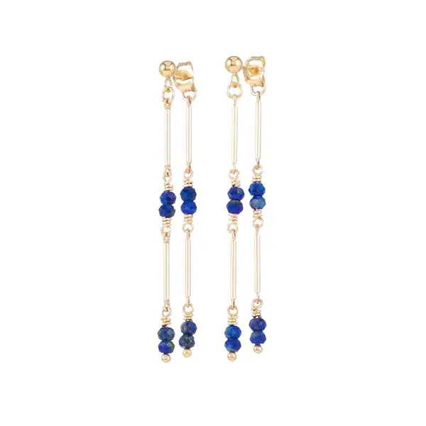 INARI JEWELLERY Bamboo Vine Earrings Lapis Lazuli - Blue