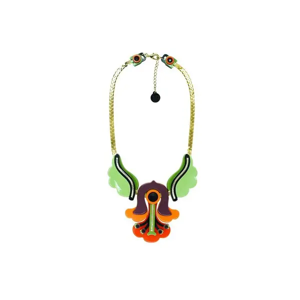GISSA BICALHO Handmade Acrylic Necklace Flamboyant Living Coral - Yellow