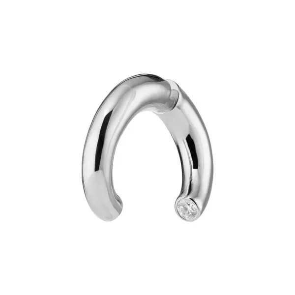 SCREAM PRETTY Sparkle Single Split Hoop Earring With Clear Stone - Silver