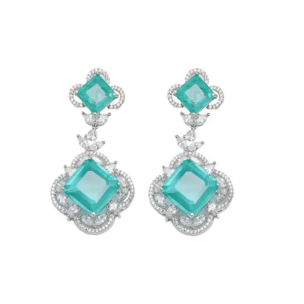 MERAKI BY RASHMI BAJAJ Voyage De Boucles Sea Cubic Zirconia Chandelier Earrings - Blue
