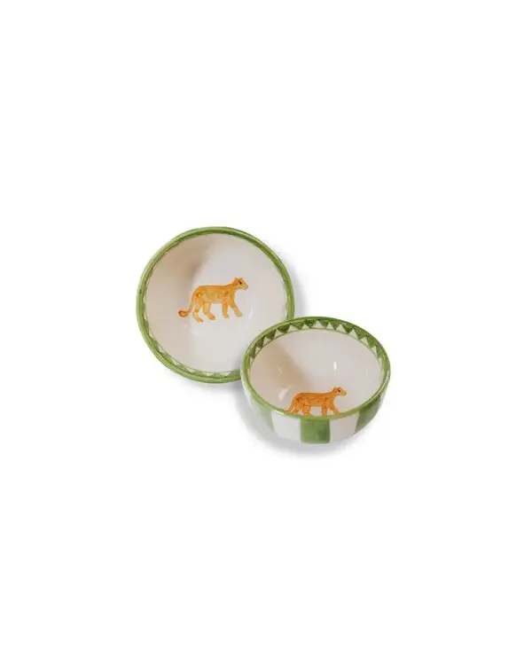 Mojjere Faience Small Bowl Animal Design Jungle - Green